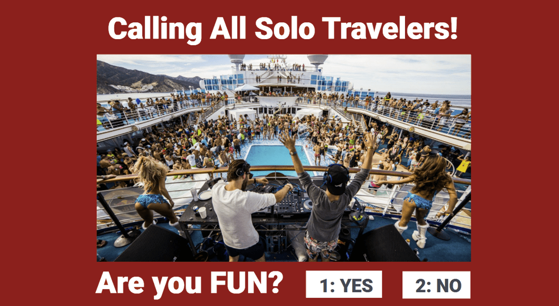 Travel FUN! singles cruise, FUN resorts, private yachts and solo sailings